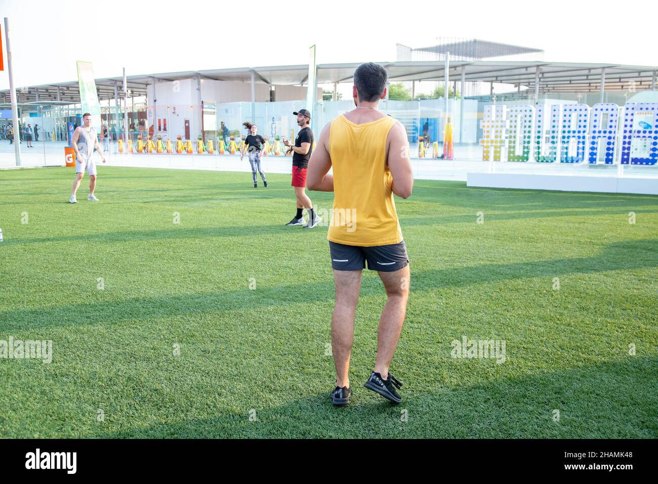 DUBAI, UNITED ARAB EMIRATES - Nov 06, 2021: The people doing morning ...