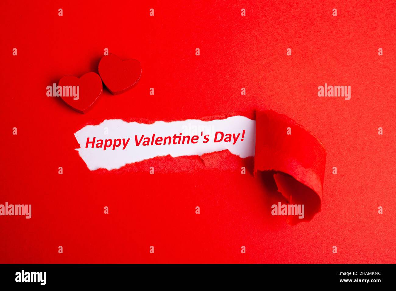 Happy Valentines Day Torn Paper Concept Stock Photo - Alamy