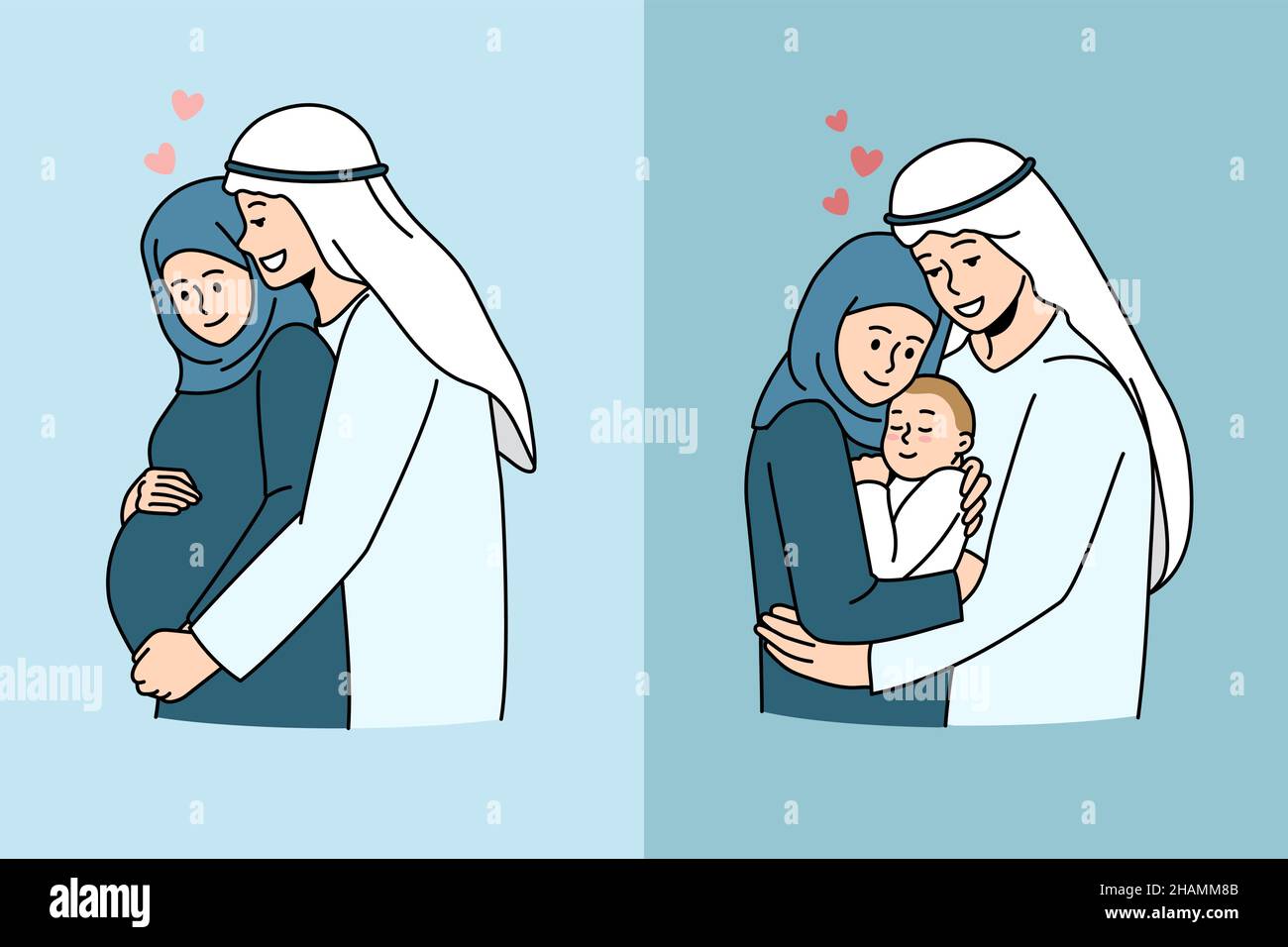 Islamic and arabic family concept. Happy young arabian family wirh ...