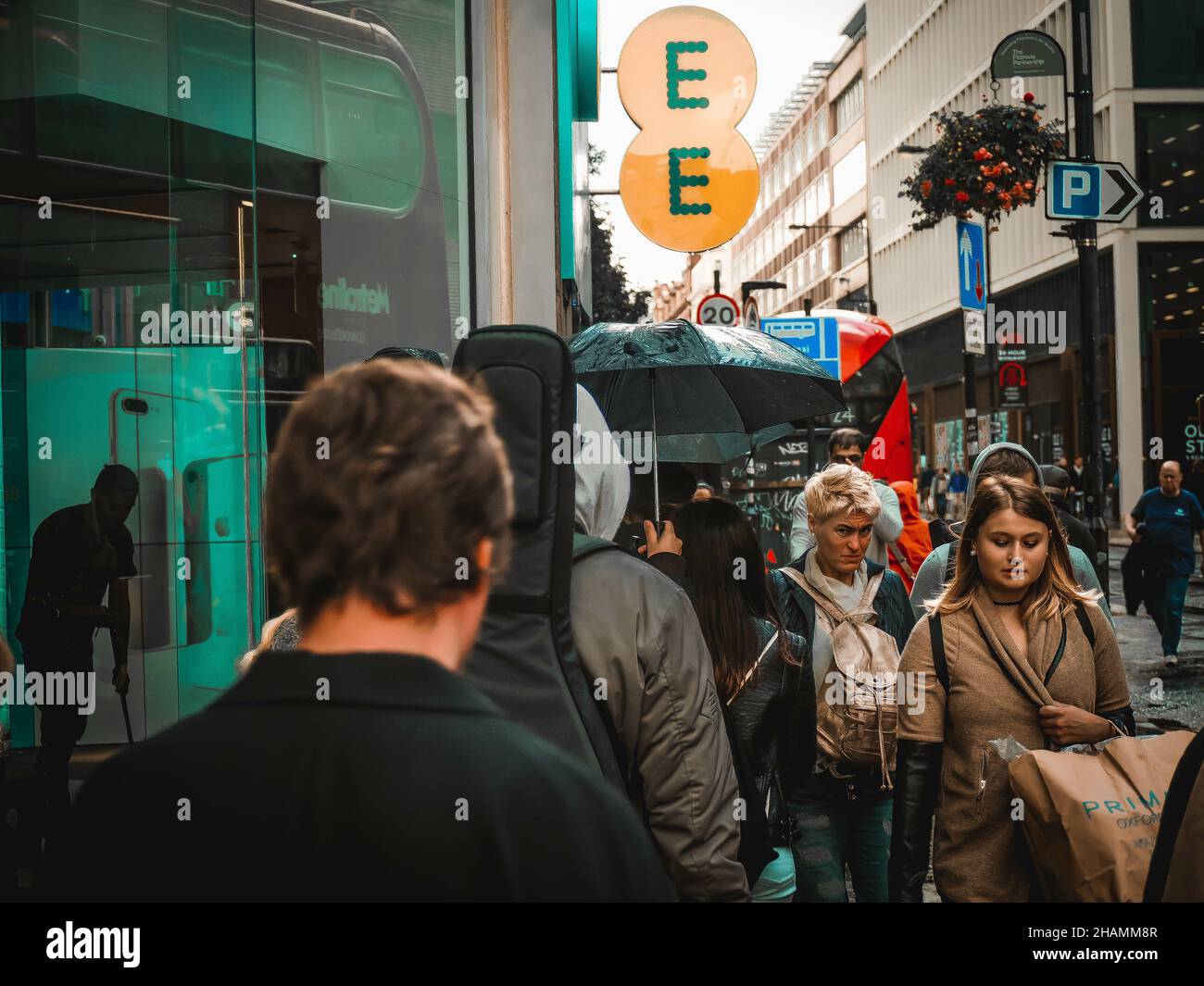 LONDON, UNITED KINGDOM - May 12, 2021: A crowded street in London ...