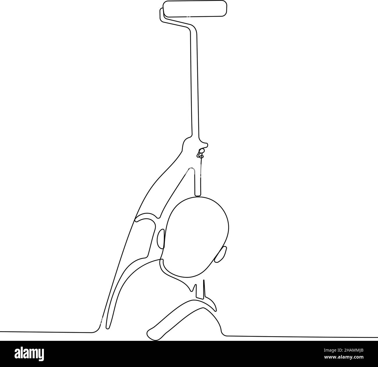 painter man wearing uniform using painting brush Stock Vector Image ...