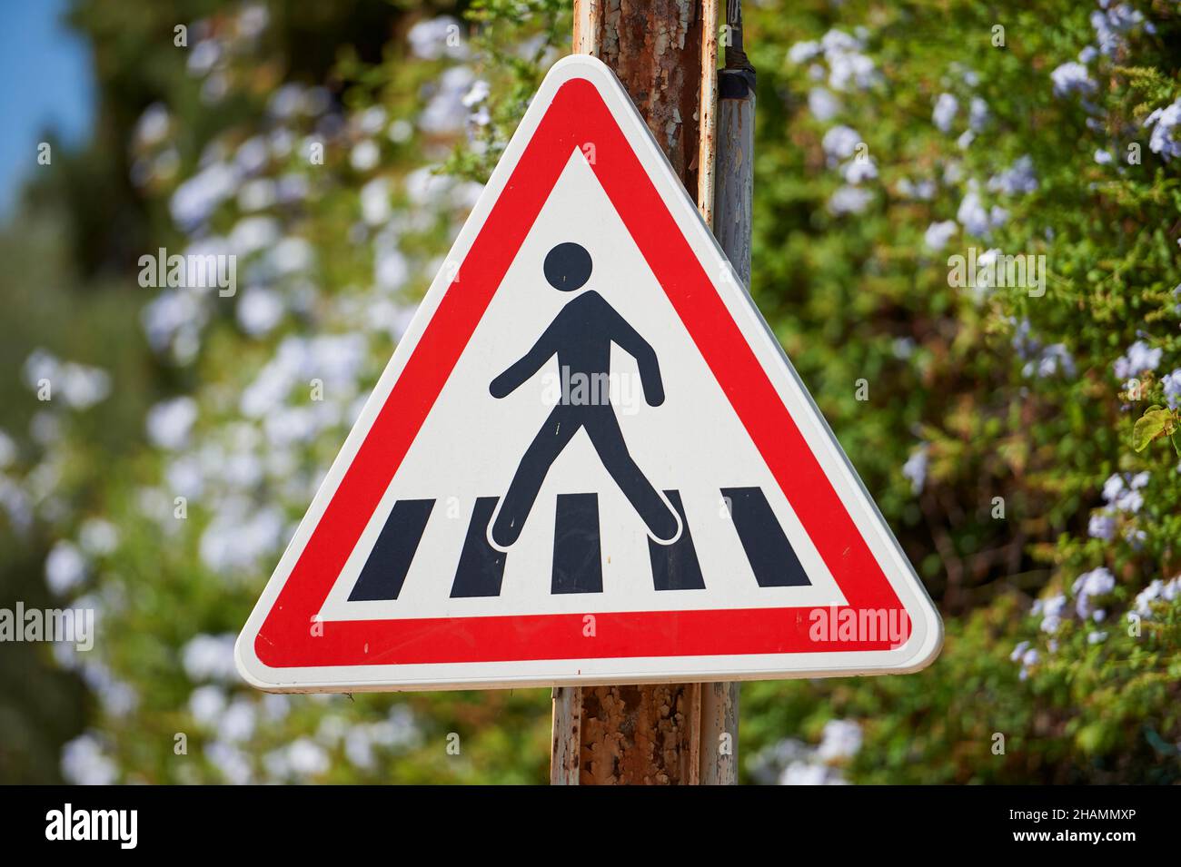 Pedestrian crossing sign, danger, A13b warning sign *** Local Caption ...