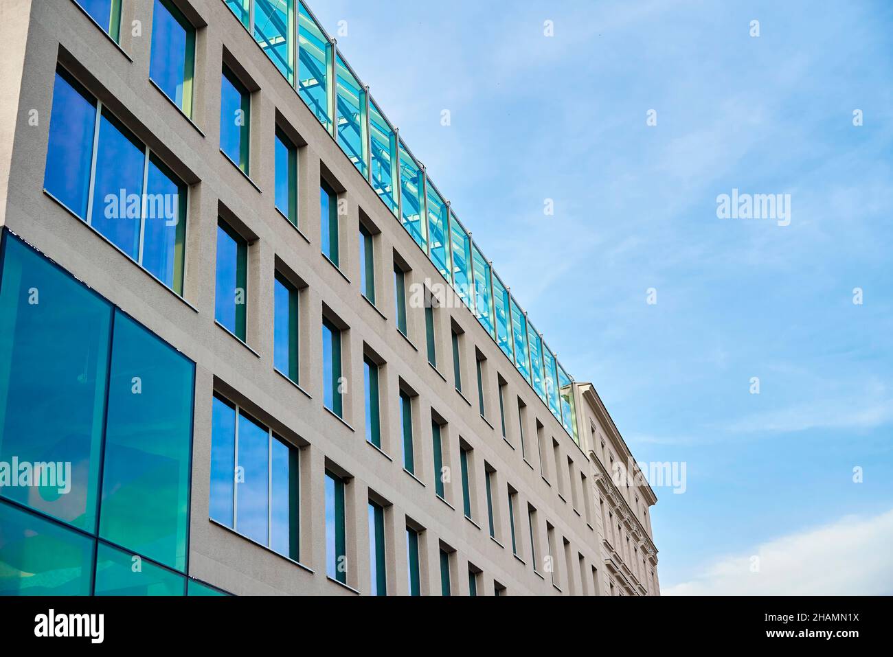 Building facade with geometric pattern. Modern architecture ...