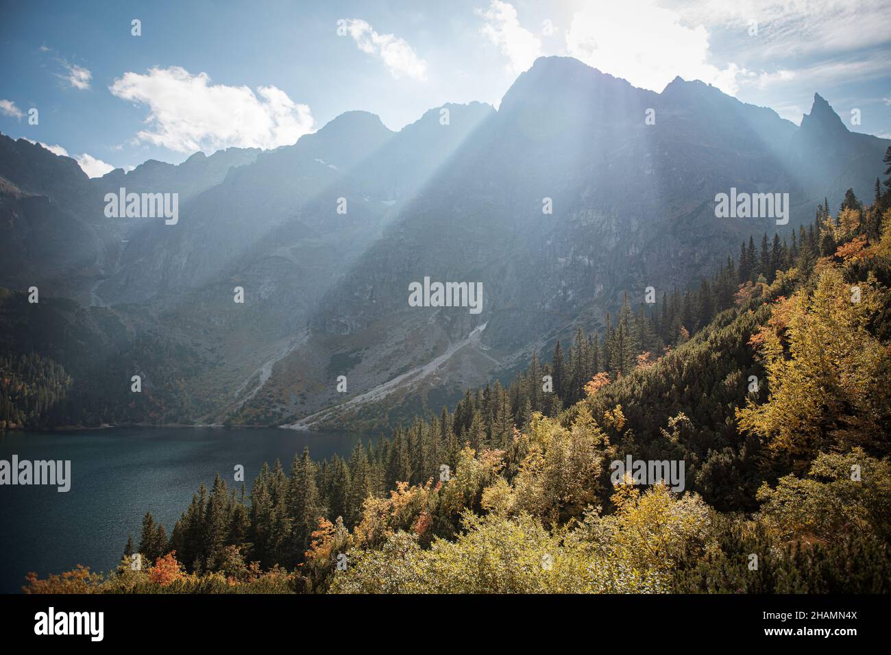 Morskie Oko lake (Eye of the Sea) at Tatra mountains in Poland. Famous ...