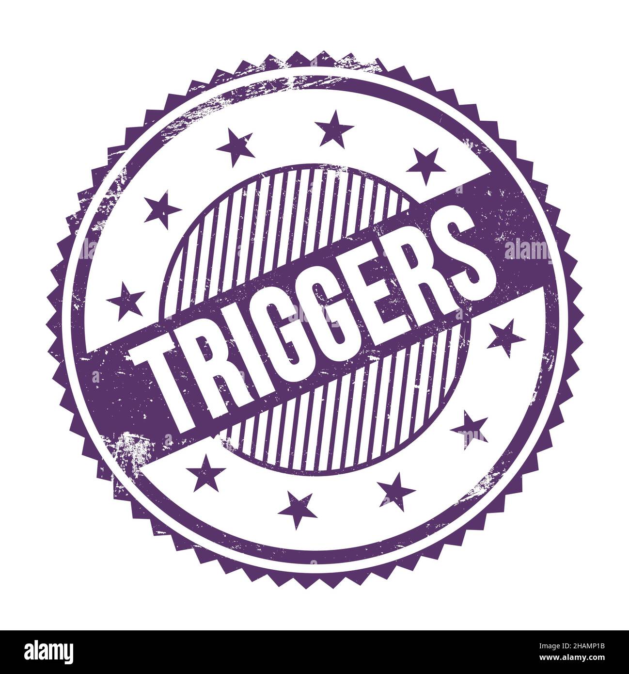 TRIGGERS text written on purple indigo grungy zig zag borders round ...