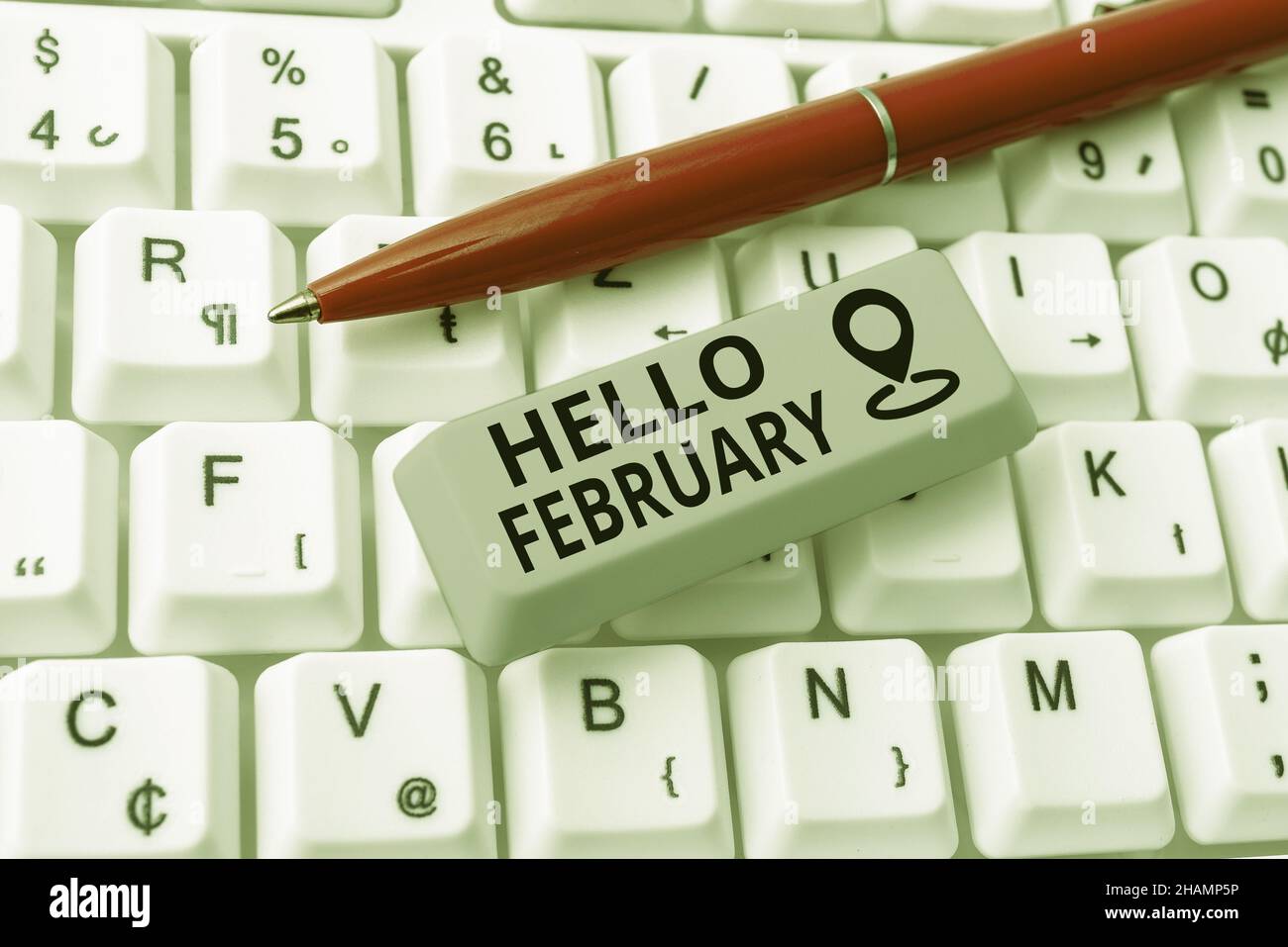 Hand writing sign Hello February. Business approach greeting used when ...