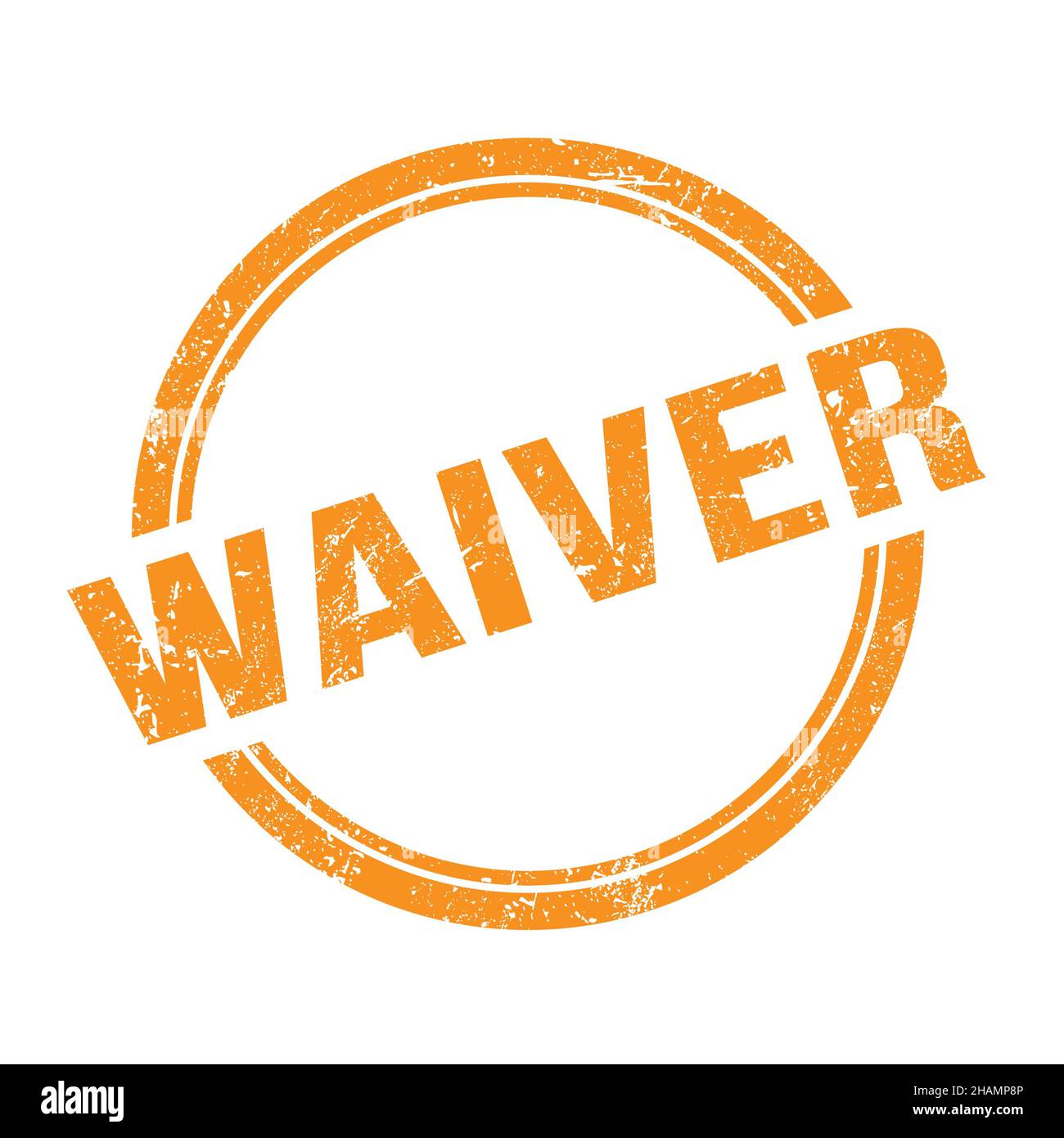 WAIVER text written on orange grungy vintage round stamp Stock Photo ...