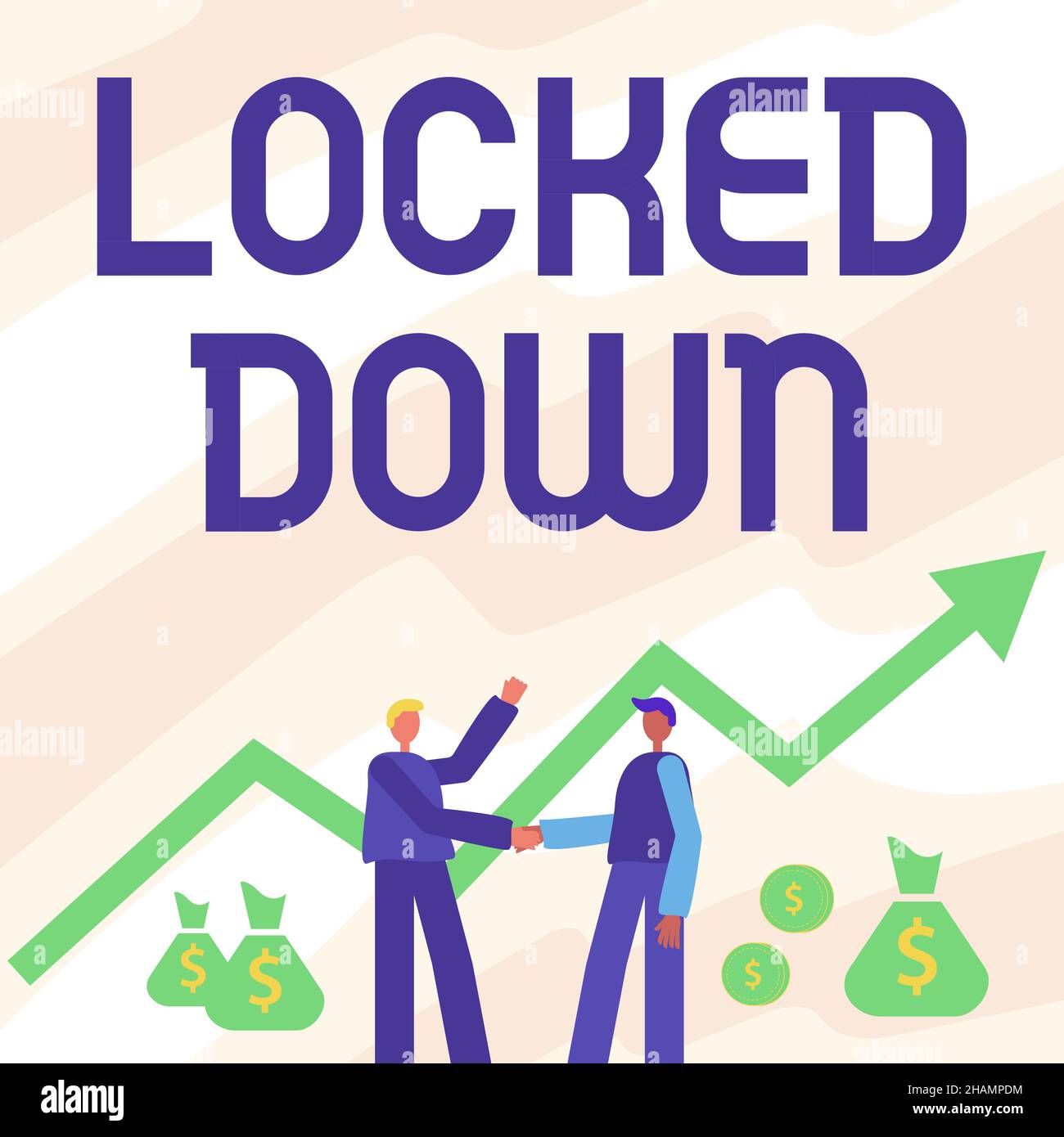 Sign displaying Locked Down. Conceptual photo emergency measure which ...