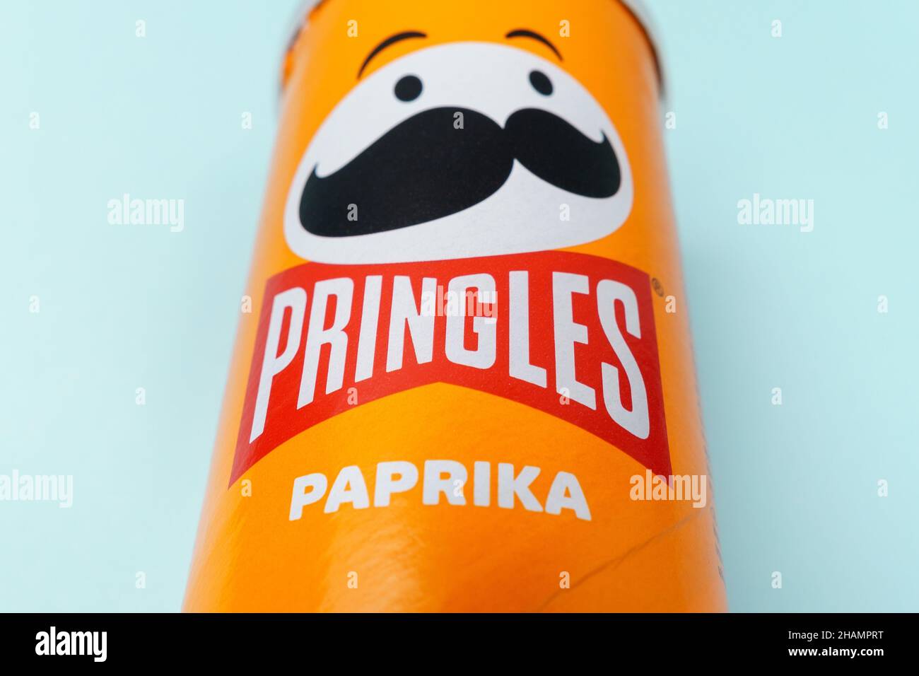 Tyumen, Russia-December 08, 2021: Pringles is a brand of potato chips ...