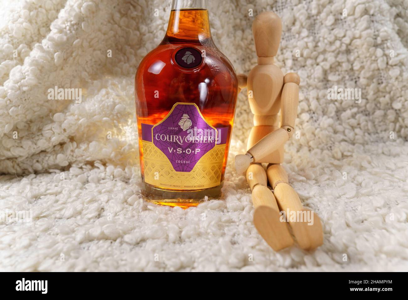 Tyumen, Russia-November 27, 2021: Hennessy vsop logo in hand, the brand ...