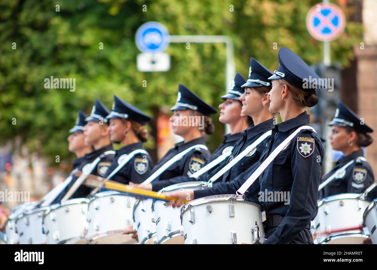 Ukraine, Kyiv - August 18, 2021: Selective focus. Female military ...