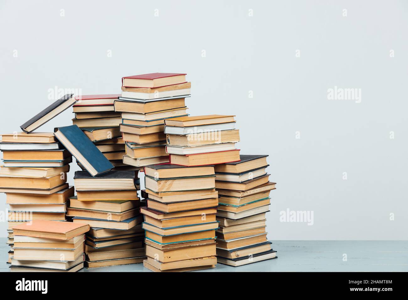 many books to study in the school library on a white background Stock ...