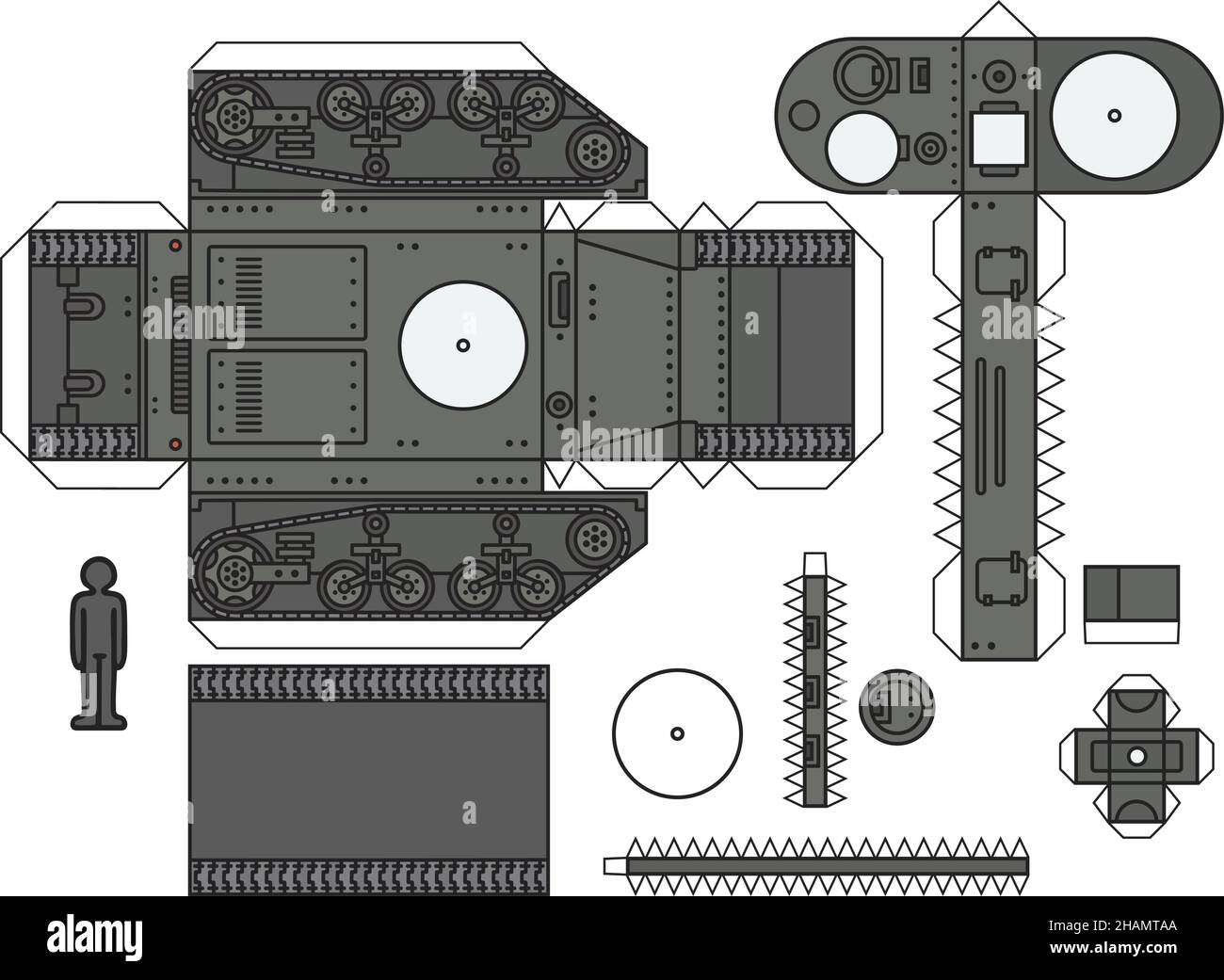 The paper model of a vintage khaki tank Stock Vector Image & Art - Alamy
