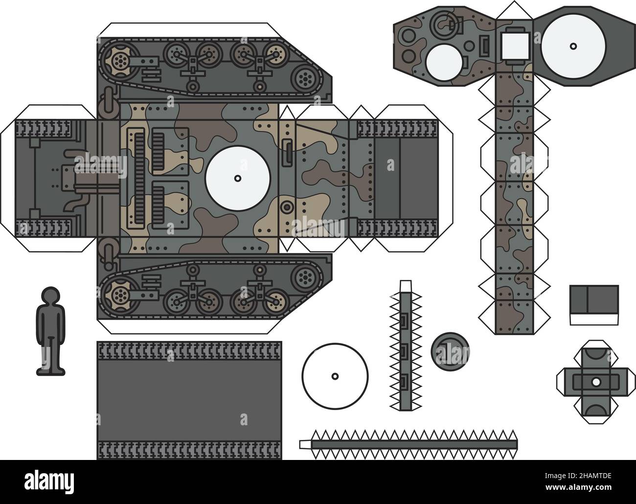 The paper model of a vintage camouflaged tank Stock Vector Image & Art ...