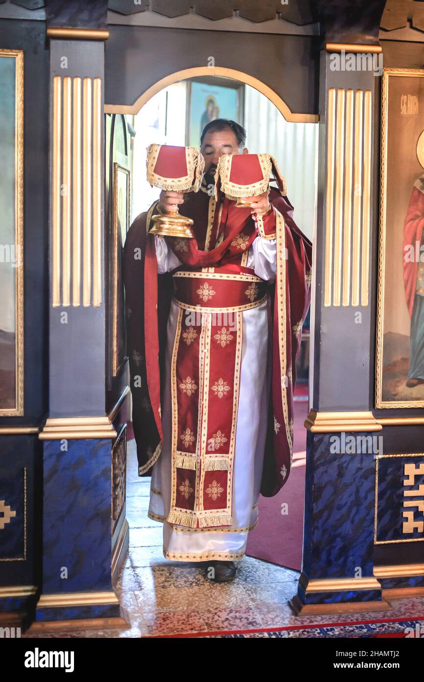 Religious priest during church service. Authentic religion spiritual ...