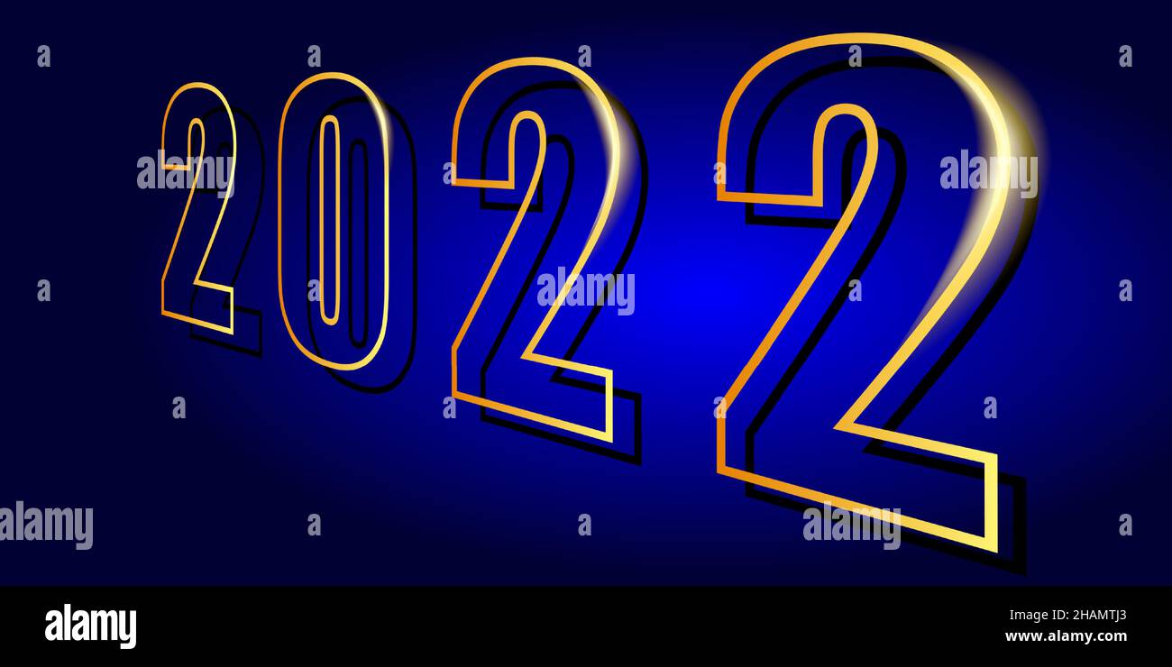 2022 year. Golden numbers on a black-blue background. Vector ...