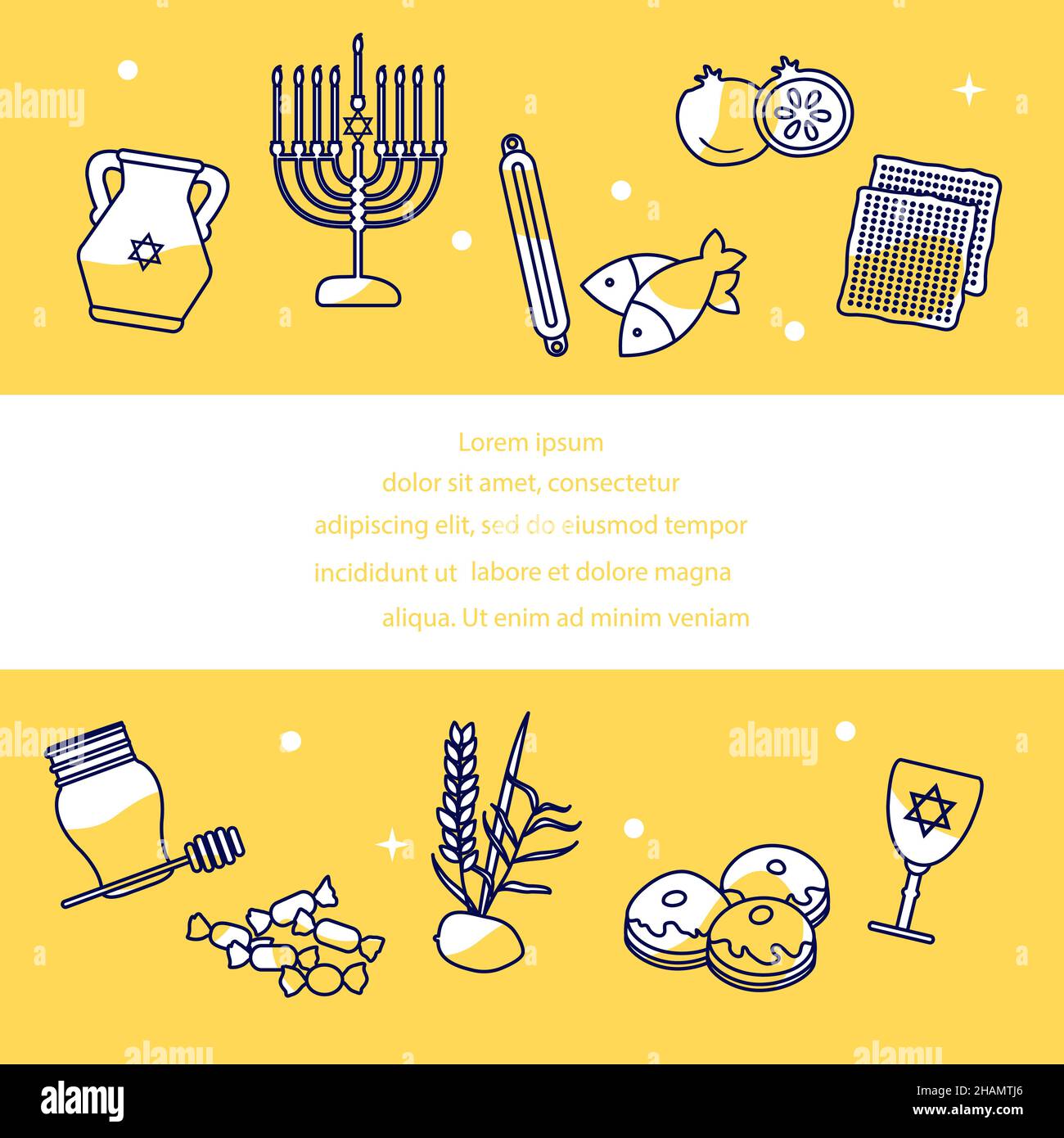 Vector illustration Menorah Matzo Oil pitcher Lulav Honey Israel ...