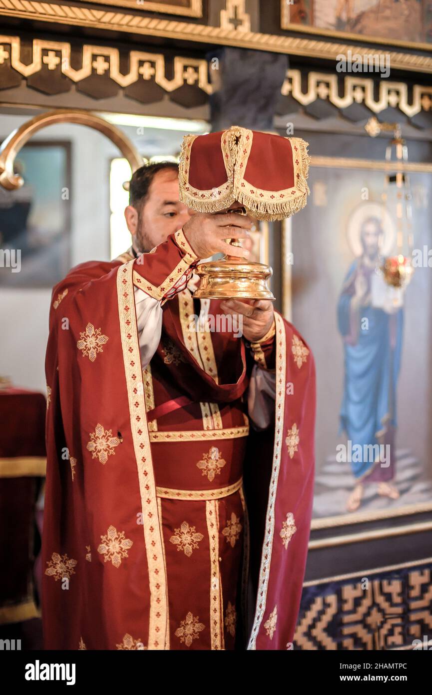 Religious priest during church service. Authentic religion spiritual ...