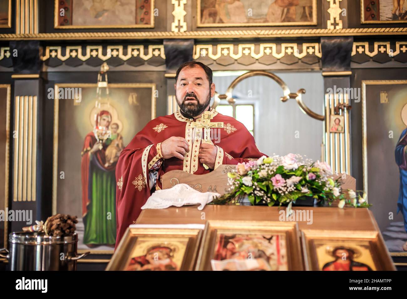 Religious priest during church service. Authentic religion spiritual ...