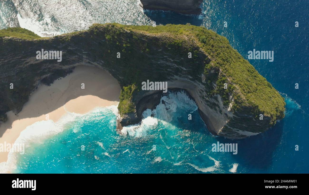 Aerial view Kelingking Beach on Nusa Penida Island, Bali, Indonesia Stock Photo - Alamy
