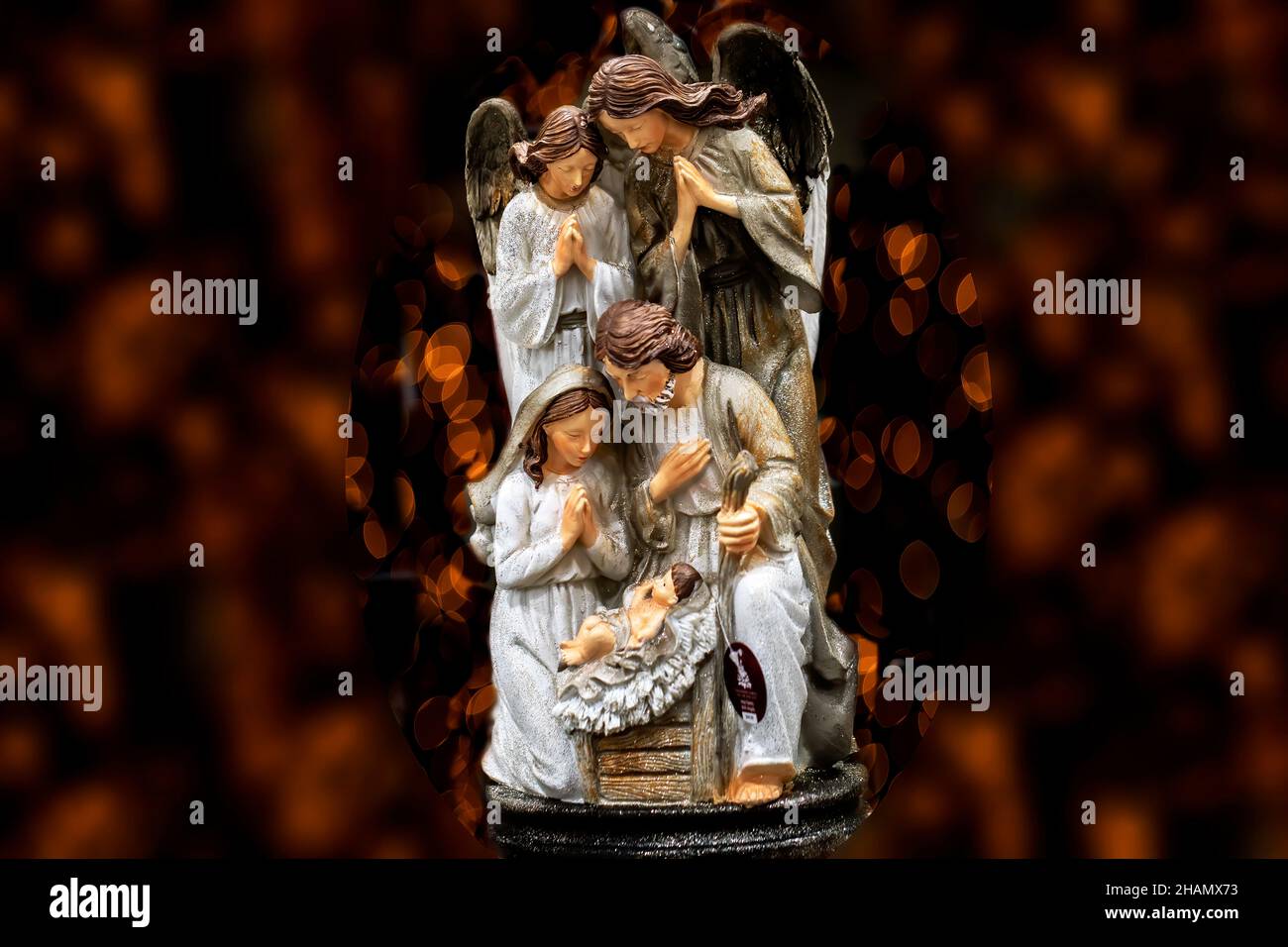 Manitowoc WI USA December 12 2021: A small statue of Jesus, the Virgin ...