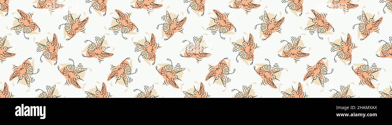 Victorian botanical hummingbird seamless vector border. Vintage bordure ...