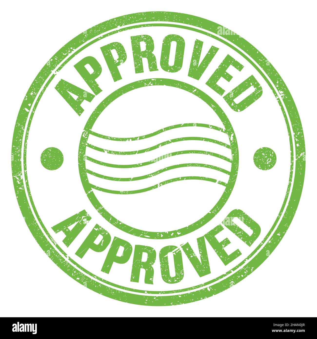 APPROVED word written on green round postal stamp sign Stock Photo - Alamy