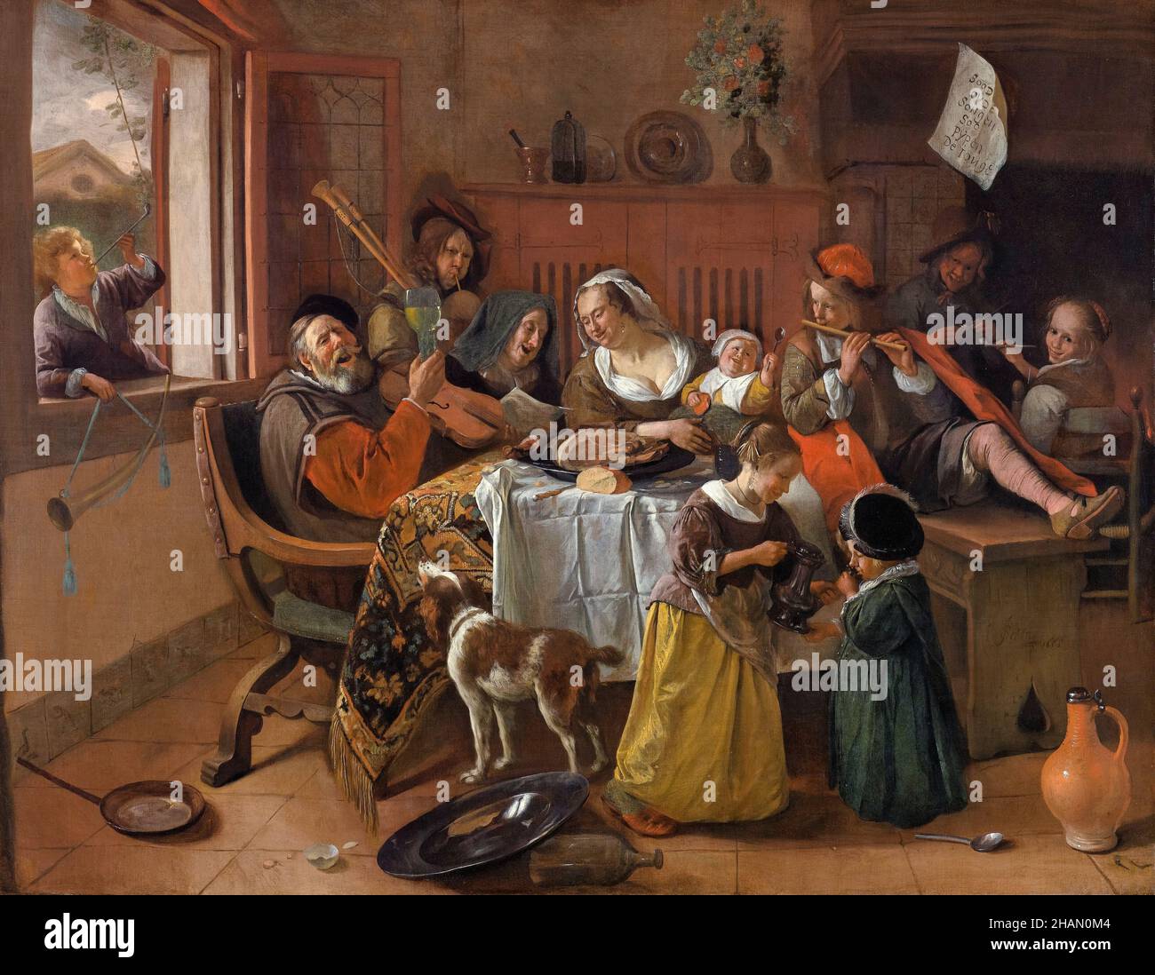 Jan Steen, painting, The Merry Family, 1668 Stock Photo - Alamy