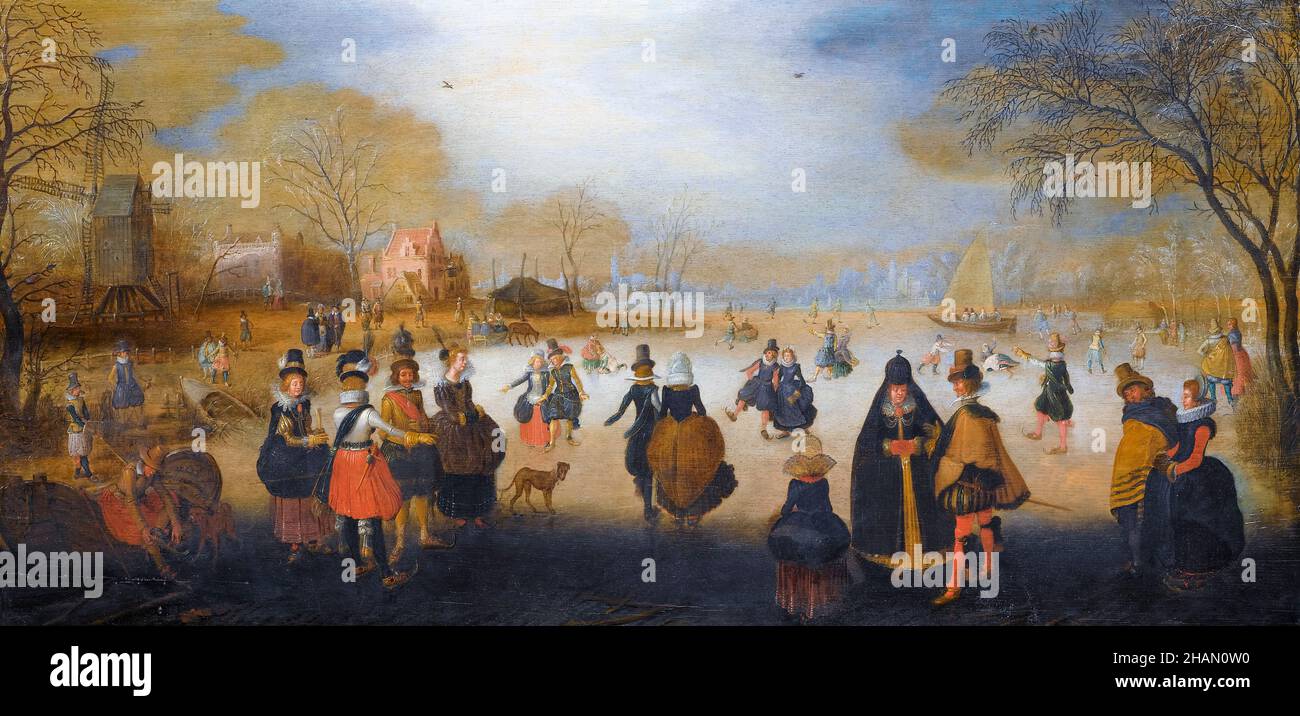Winter Landscape with Skaters, painting by Adam van Breen, 1615-1620 ...