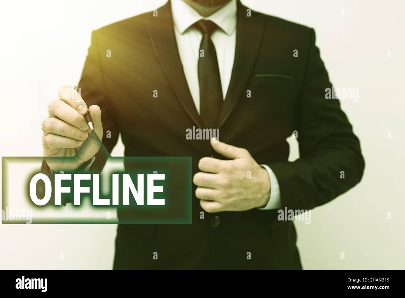 Text sign showing Offline. Business idea Not having directly connected ...