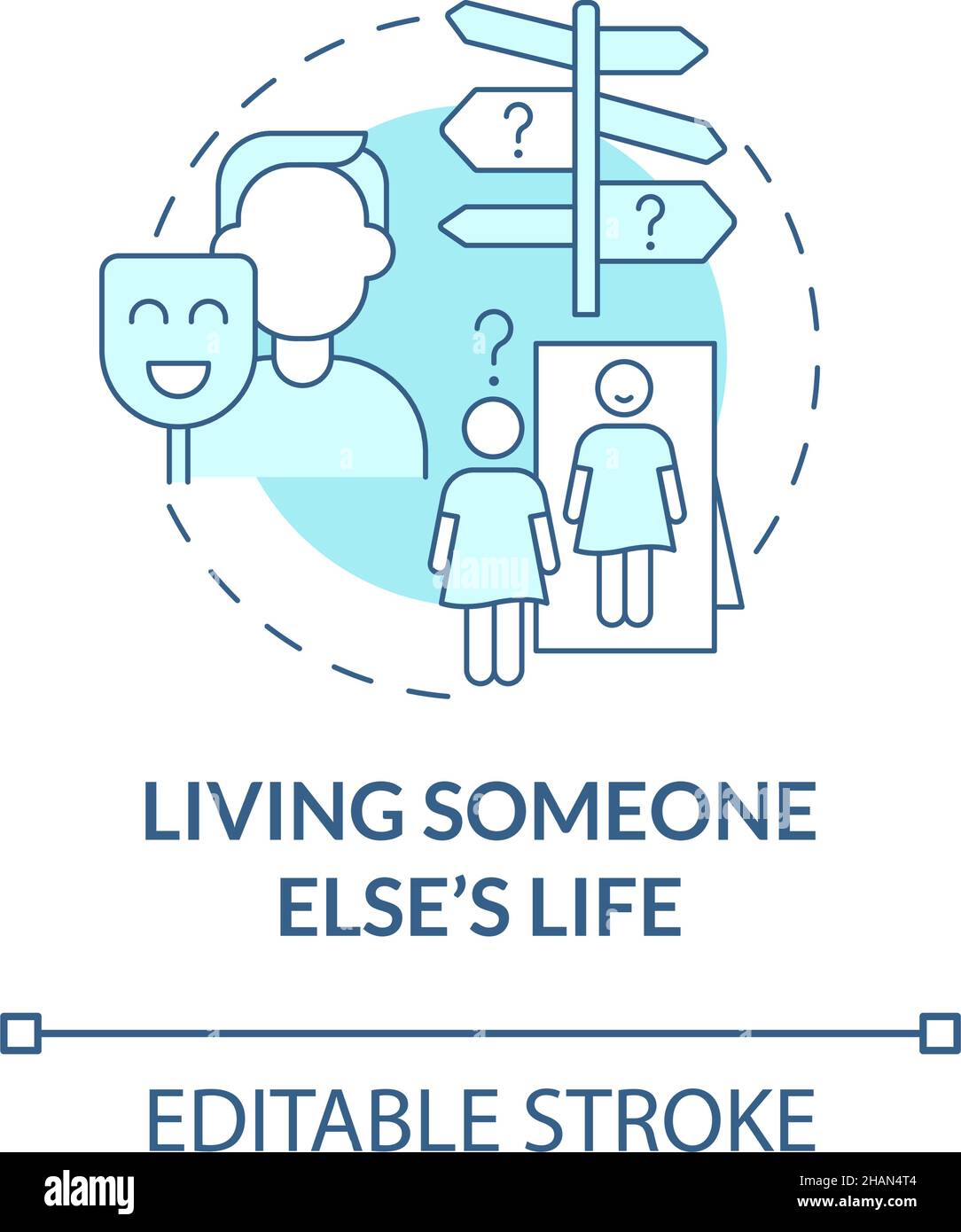 Living someone else life turquoise concept icon Stock Vector Image ...