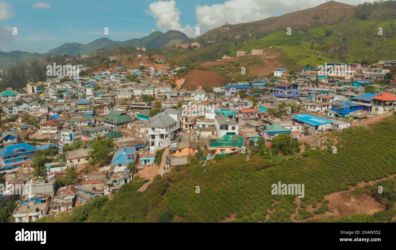 Aerial view residential districts Vatanappally and New Colonny city ...