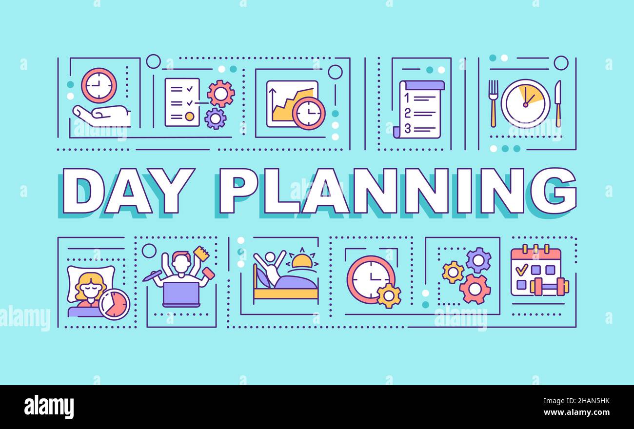 Day planning word concepts turquoise banner Stock Vector Image & Art ...