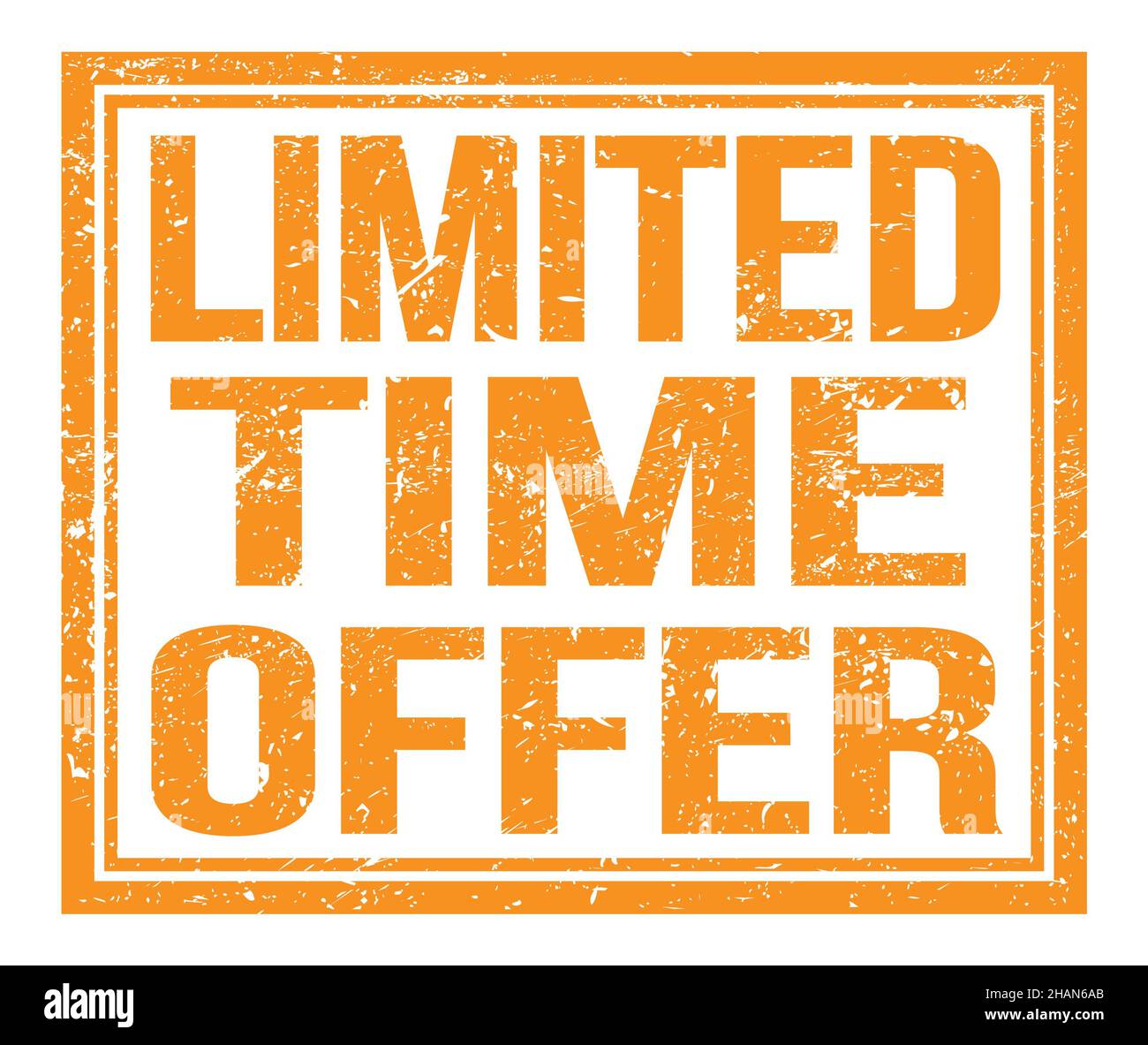 LIMITED TIME OFFER, written on orange grungy stamp sign Stock Photo - Alamy