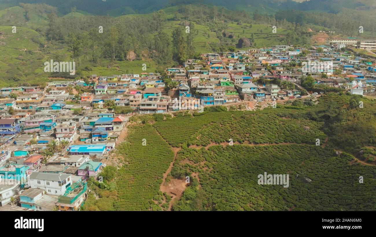 Aerial view residential districts Vatanappally and New Colonny city ...