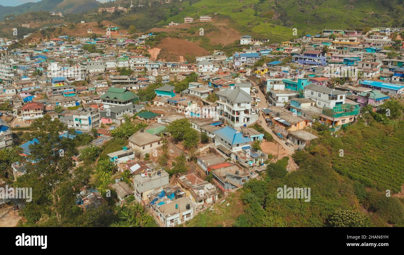 Aerial view residential districts Vatanappally and New Colonny city ...