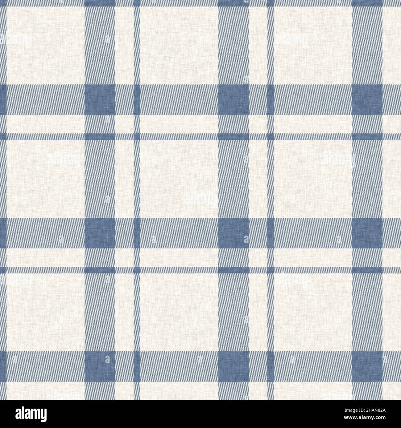 Farmhouse blue plaid seamless pattern. Vintage style twill all over ...