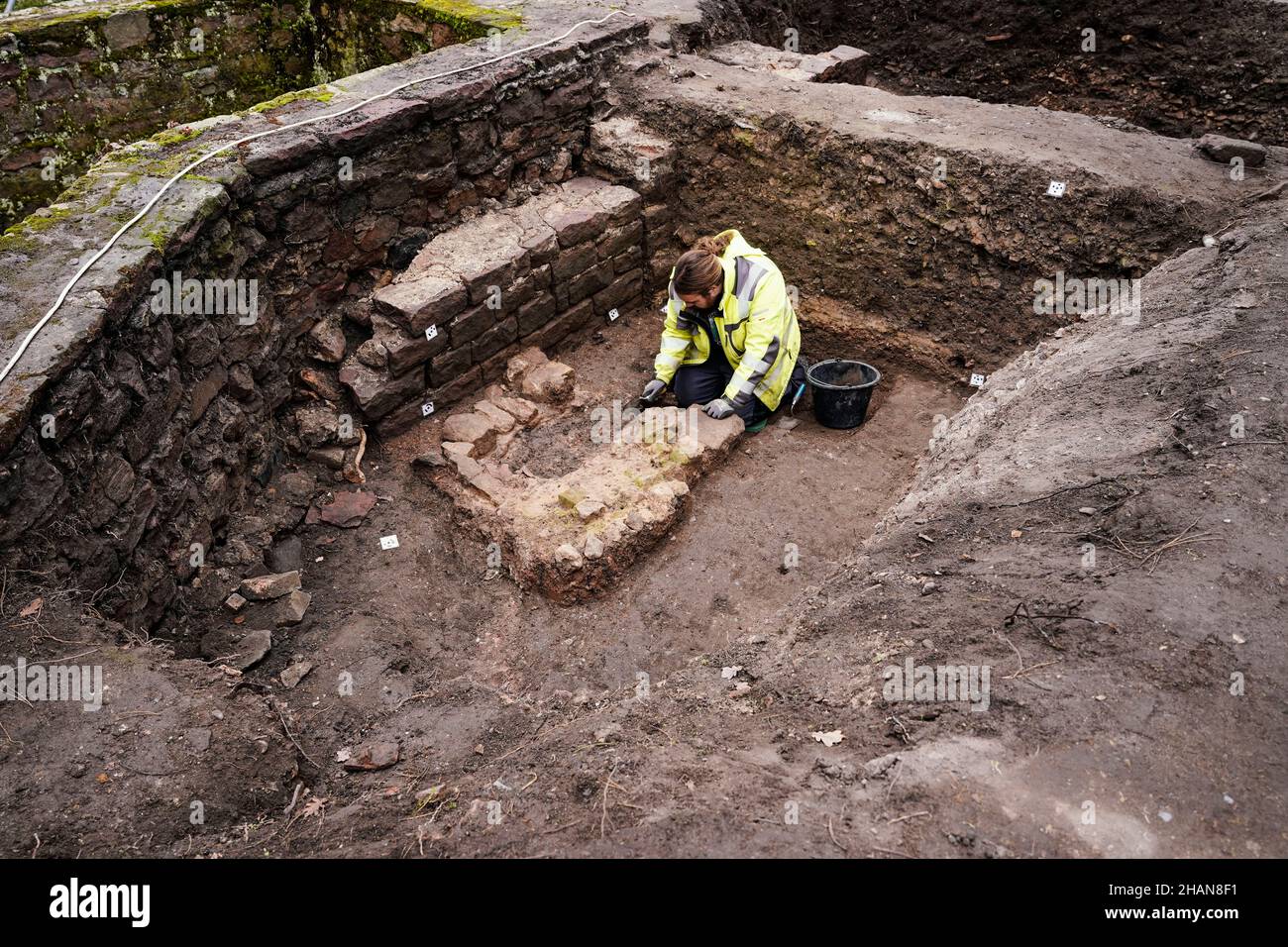 Worms, Germany. 14th Dec, 2021. An employee of the Kaiserpfalz ...