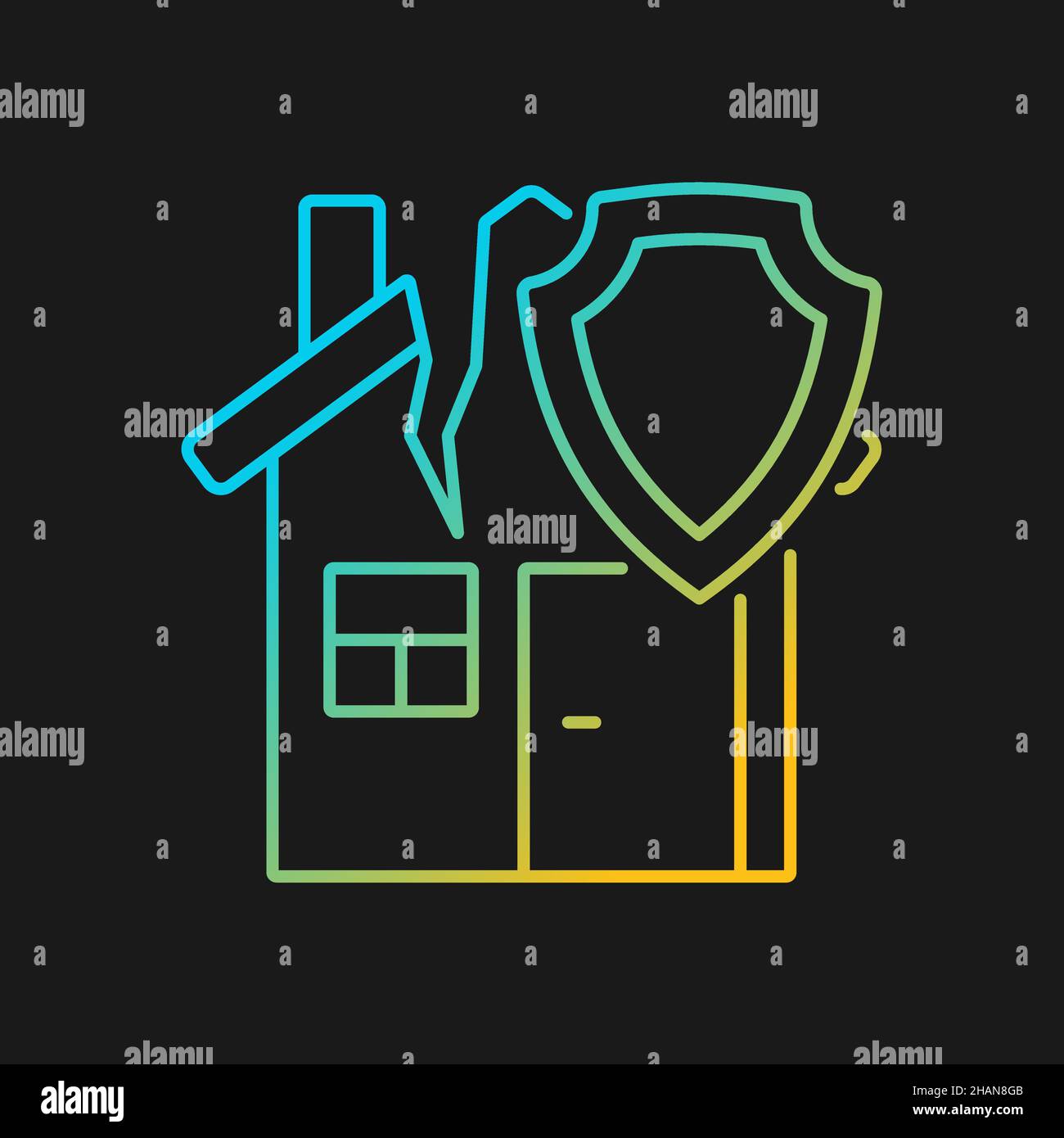 Earthquake home insurance gradient vector icon for dark theme Stock ...