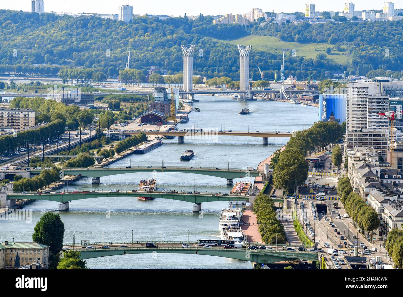 Rouen (northern France): the River Seine viewed from St. Catherine’s ...