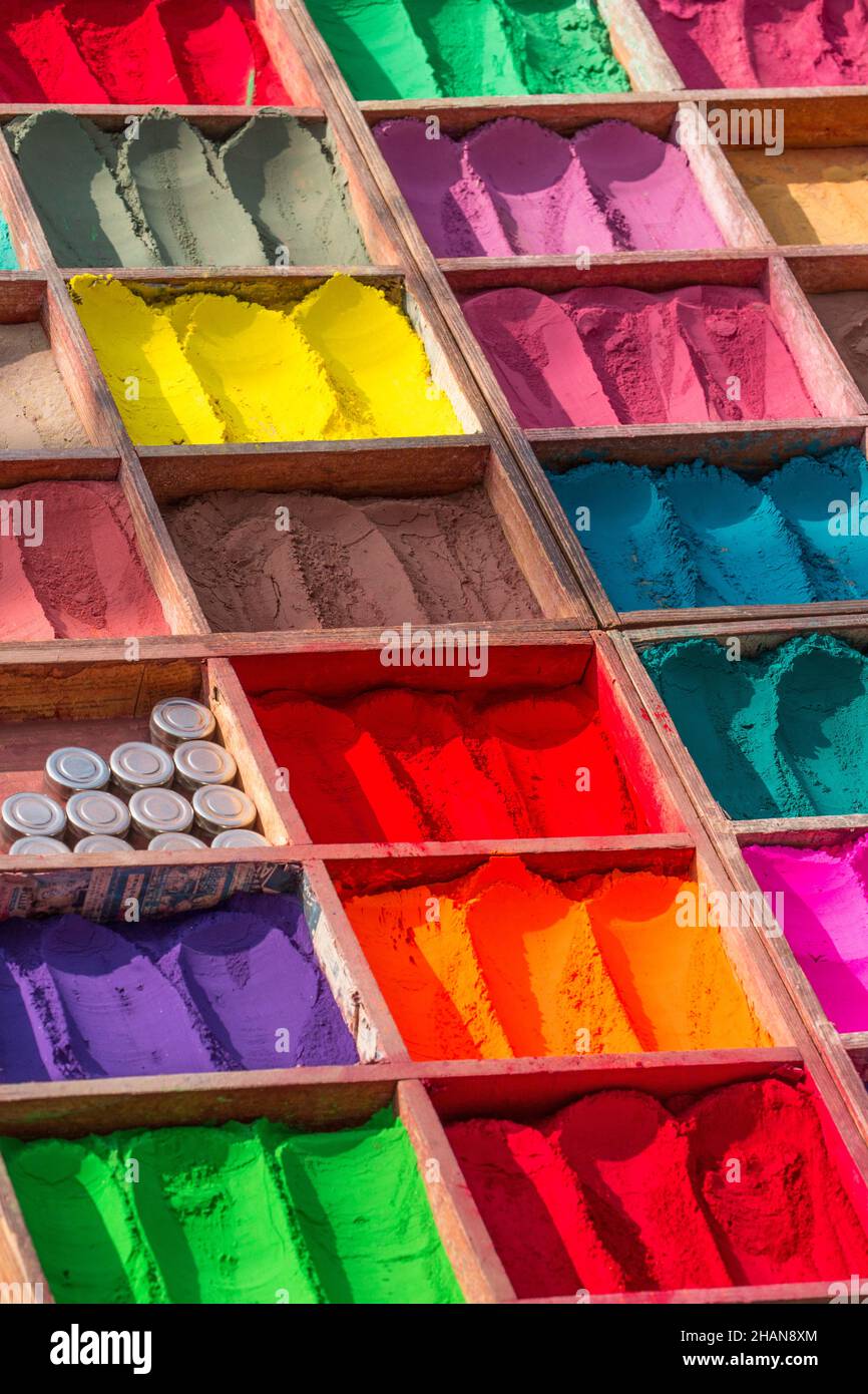 Colored powder called gulal is used in Hindu rituals, such as placing ...