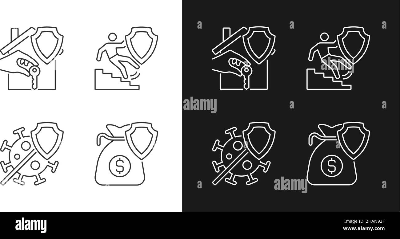 Insurance cases types linear icons set for dark and light mode Stock ...