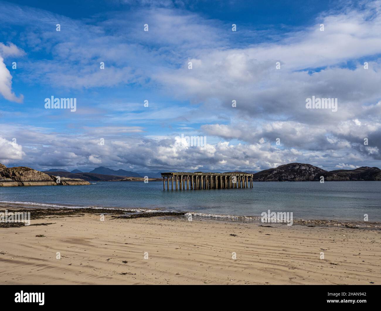 Remains of the WW2 Boom Defence Depot and pier on Loch Ewe, at Mellon ...