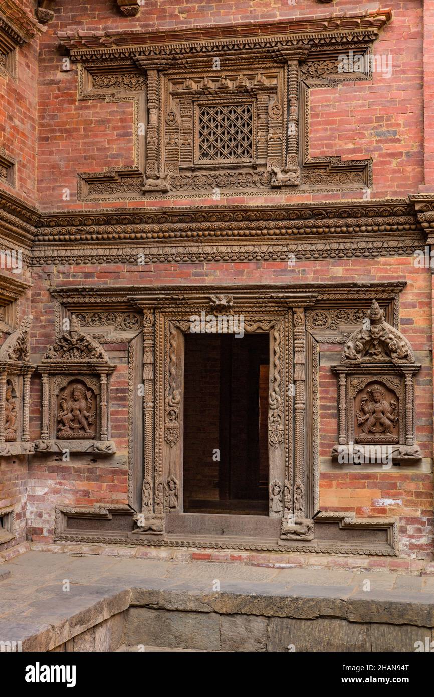 Intricate wood carvings in the Sundari Chowk in the old royal palace in ...