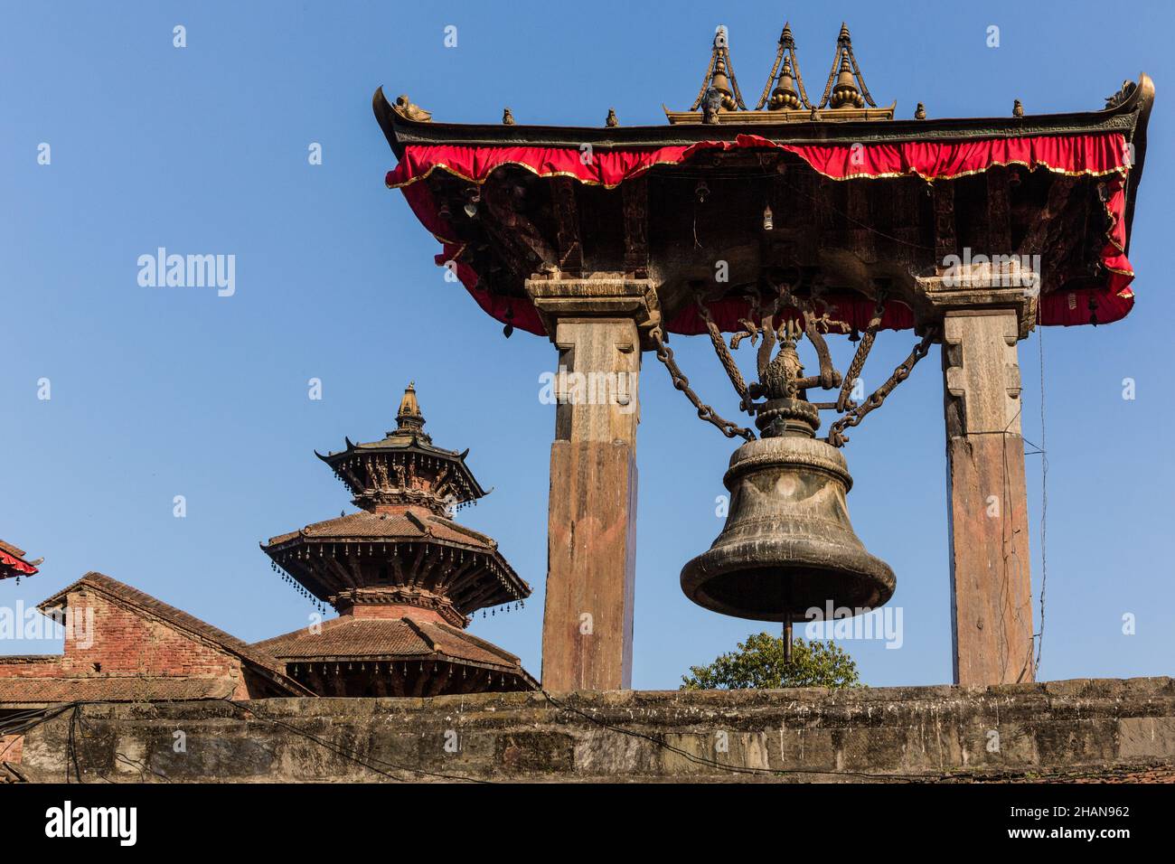 The Taleju Bell in front of the Taleju Temple in Durbar Square, Patan ...