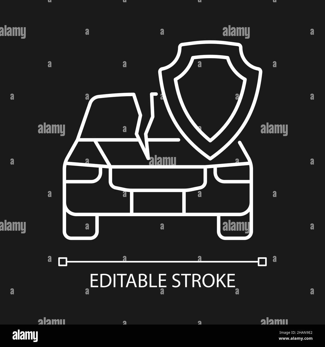 Car damage insurance white linear icon for dark theme Stock Vector ...