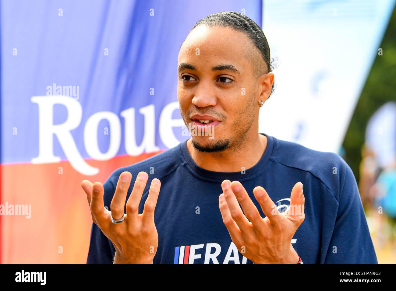 Athlete Pascal Martinot-Lagarde, 100m hurdles, attending the Kinder Joy ...