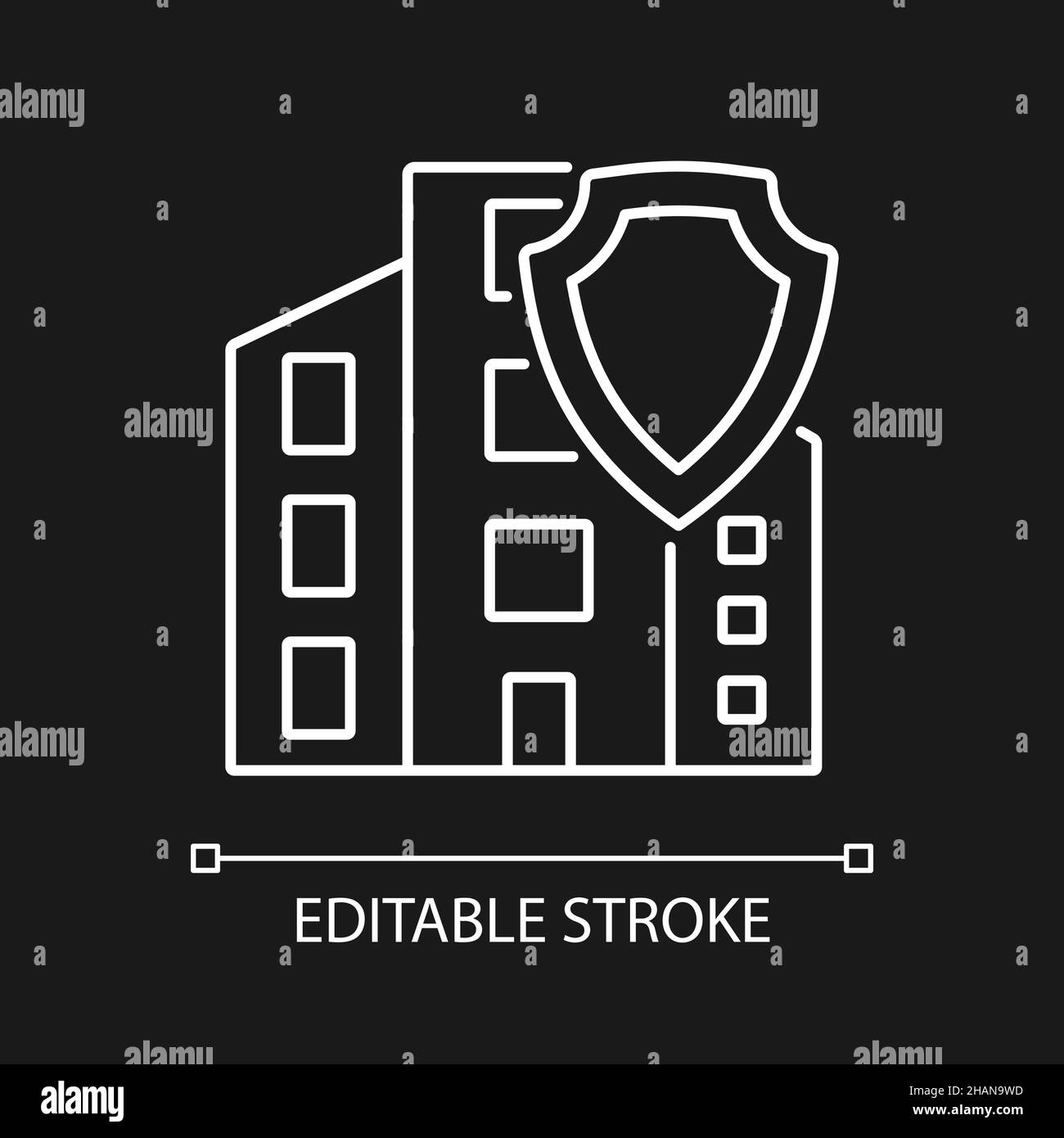 Commercial property insurance white linear icon for dark theme Stock ...