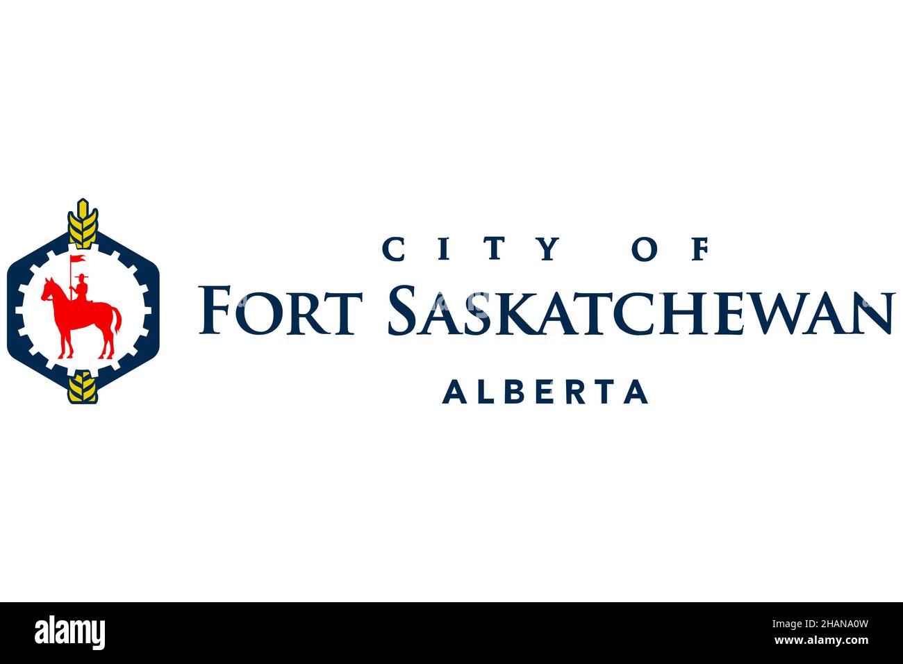 Top view of flag of Fort Saskatchewan, Canada. Canadian patriot and ...