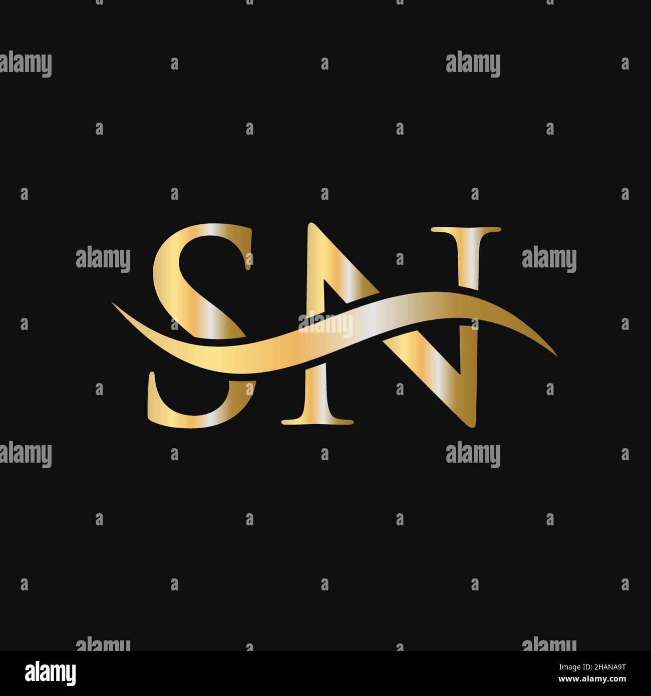 Letter SN Logo Design Template. SN, S N Letter Logo Modern, Flat ...